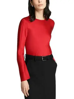 ARGENT Long Sleeve Silk Top - Ruby Red