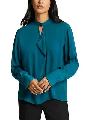 ARGENT Silk Button Neck Top