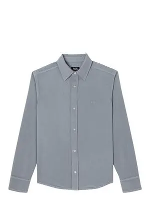 A.p.c. A. P.c Surchemise Long Sleeve Button Front Shirt - Blue Grey