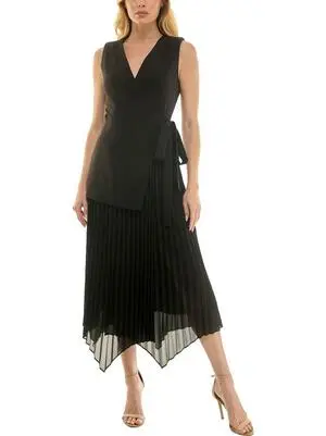 SOCIALITE Mixed Media Pleated Dress - Black