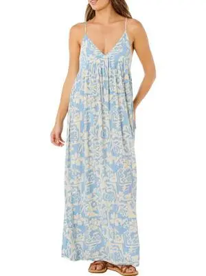 Rip Curl Floral Print Sleeveless Maxi Dress - Blue