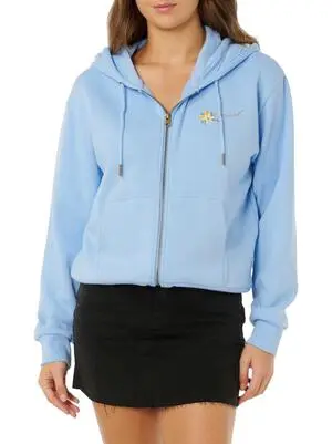 Rip Curl Cotton Blend Zip-Up Hoodie Light Blue