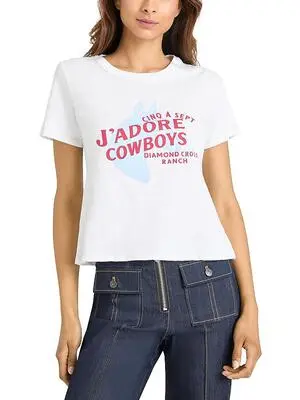 Cinq À Sept J'adore Cowboys Graphic Tee - White Multi
