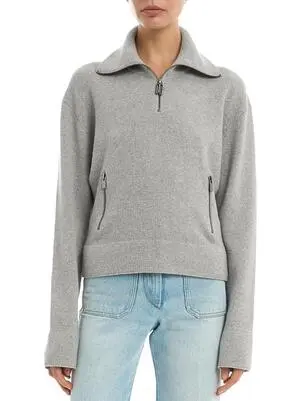 Victoria Beckham Half Zip Mila Jumper - Grey Marl