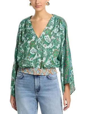 Ramy Brook Trisha Top - Bright Palm Patchwork