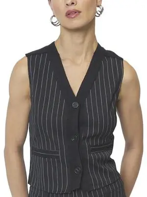 Central Park West Astrid Pinstripe Vest - Black