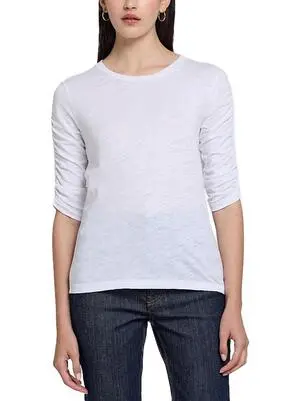 GOLDIE LEWINTER Ruched Half Sleeve Tee - White