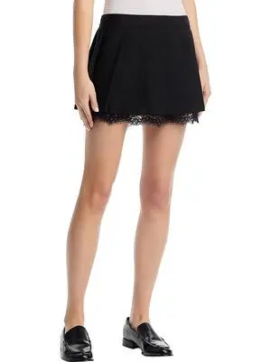 Acne Studios Lace Hem Pleated Mini Skirt - Black