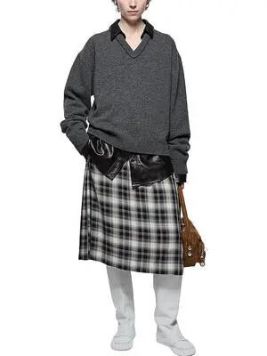 Acne Studios Checked Midi Skirt - Black/green