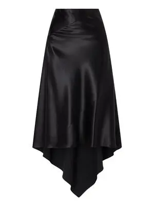 Alaïa Asymmetric Silk-satin Skirt - Black