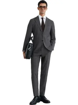 REISS Venue Wool-blend Single-breasted Check Blazer Tailored-fit - Charcoal Grey