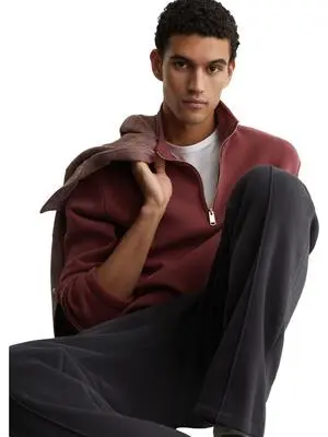 REISS Quinn Cotton-blend Half-zip Sweatshirt - Raspberry Pink