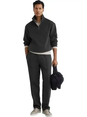 REISS Quinn Cotton-blend Half-zip Sweatshirt - Washed Black