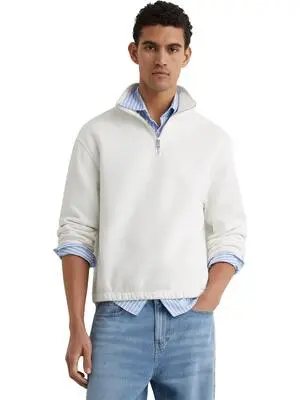 REISS Quinn Cotton-blend Half-zip Sweatshirt - White