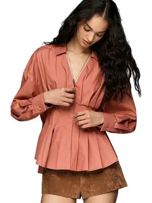 Anthropologie Waisted Buttondown Shirt - Dried Coral