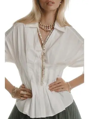 Anthropologie Waisted Buttondown Shirt - White