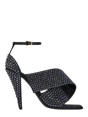 Givenchy Sliced Square Heeled Sandals With Strass - Black
