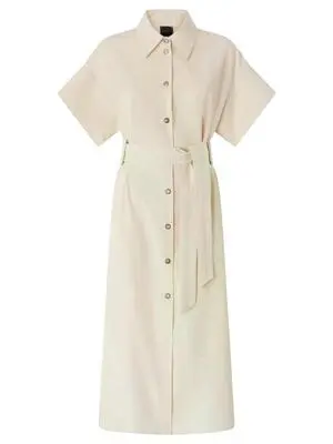 Pinko Belted Midi Shirt Dress - Neutrals