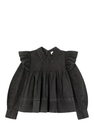 GANNI Polo-collar Blouse - Black