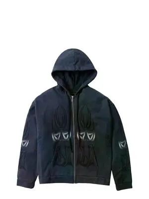 WHO DECIDES WAR BY EV BRAVADO Graphic Zip Up Hoodie - Blue