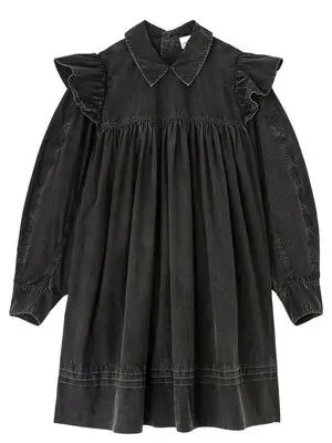 GANNI Ruffled Mini Dress - Black