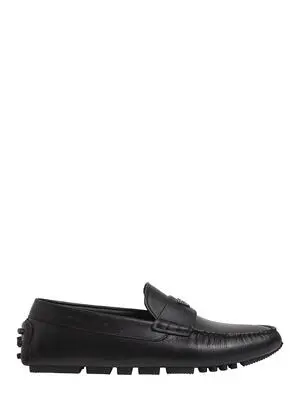 Emporio Armani Saffiano Leather Driving Loafers - Black