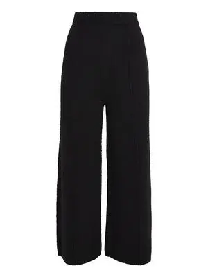 AERON Wool-blend Bouclé Wide-leg Trousers - Black