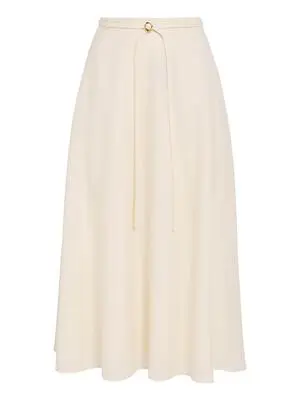 Agnona Virgin Wool A-line Midi Skirt - Ivory