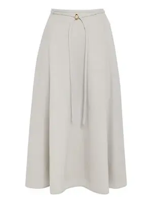 Agnona A-line Virgin Wool Midi Skirt - Grey