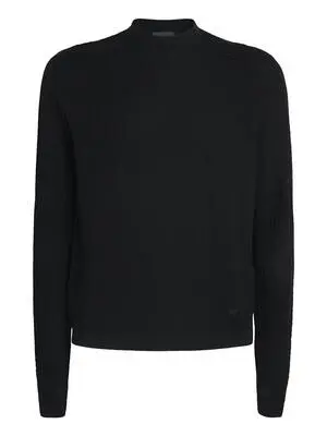 Emporio Armani Virgin Wool Jacquard Sweater - Black