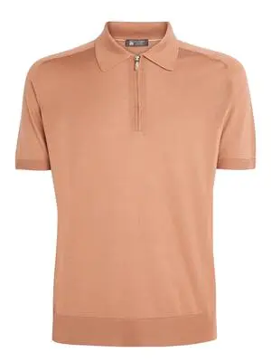 Colombo Silk Polo Sweater - Brown