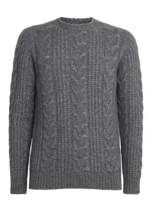 Eleventy Cashmere-silk Braided Sweater - Grey
