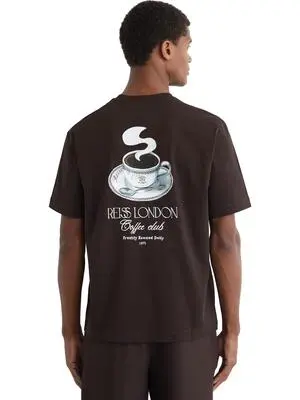 REISS Crofton Monogram Coffee Relaxed-fit T-shirt - Chocolate Brown