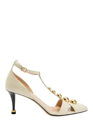 Chloé Cleia Studded Leather Pumps - Ivory