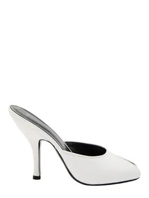 JUDE Date 105 Peep-toe Leather Mules - White