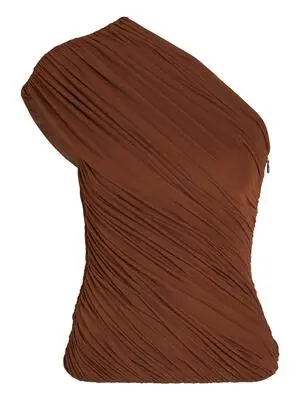Ronny Kobo Camina Asymmetric Ruched Top - Brown