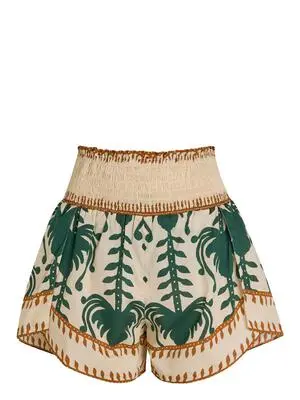 Johanna Ortiz Linka Printed Cotton Shorts - Beige