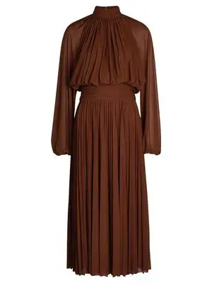 Ronny Kobo Blythe Gathered Stretch-mesh Midi Dress - Brown
