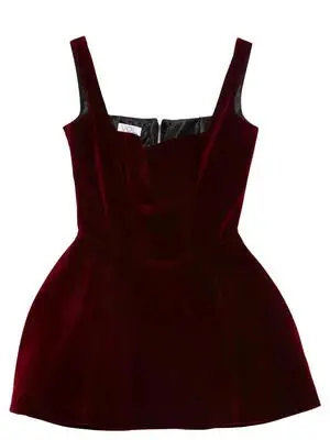 VESTIAIRE D'UN OISEAU LIBRE Structu Velvet Mini Dress - Red