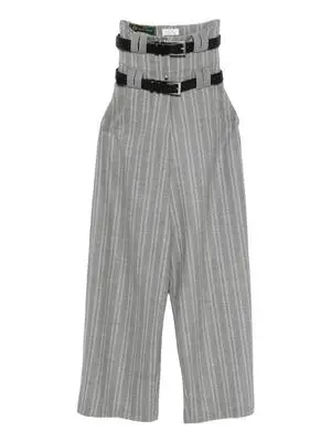 VESTIAIRE D'UN OISEAU LIBRE Belted Striped Trousers - Grey