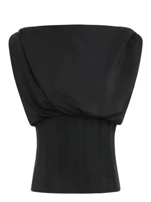 FROLOV Draped Corset Top - Black