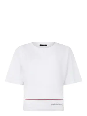Dsquared2 Cropped Crewneck T-shirt With Logo - White
