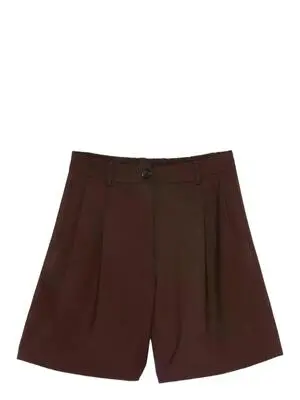 CORDERA Button Pleated Shorts - Red