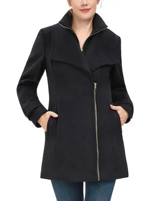 KIMI + KAI Kinsley Wool Blend Walking Coat - Black