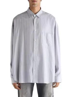 Acne Studios Soffia Relaxed Fit Stripe Button-up Shirt - Grey/multi