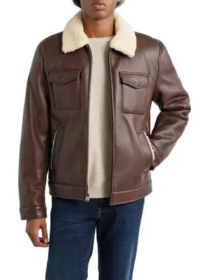 LEVI'S Faux Shearling Lined Trucker Jacket - Brown