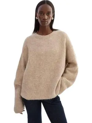 LAMARQUE VERA Boxy Wool Sweater Heather Beige