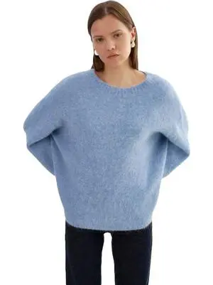 LAMARQUE VERA Boxy Wool Sweater Heather Blue