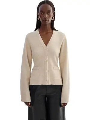 LAMARQUE Fiorella Knit Hourglass Cardigan - Heather Beige