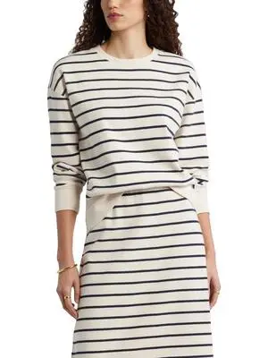Caslon Stripe Pullover Sweatshirt - Ivory Navy Gentry Stripe